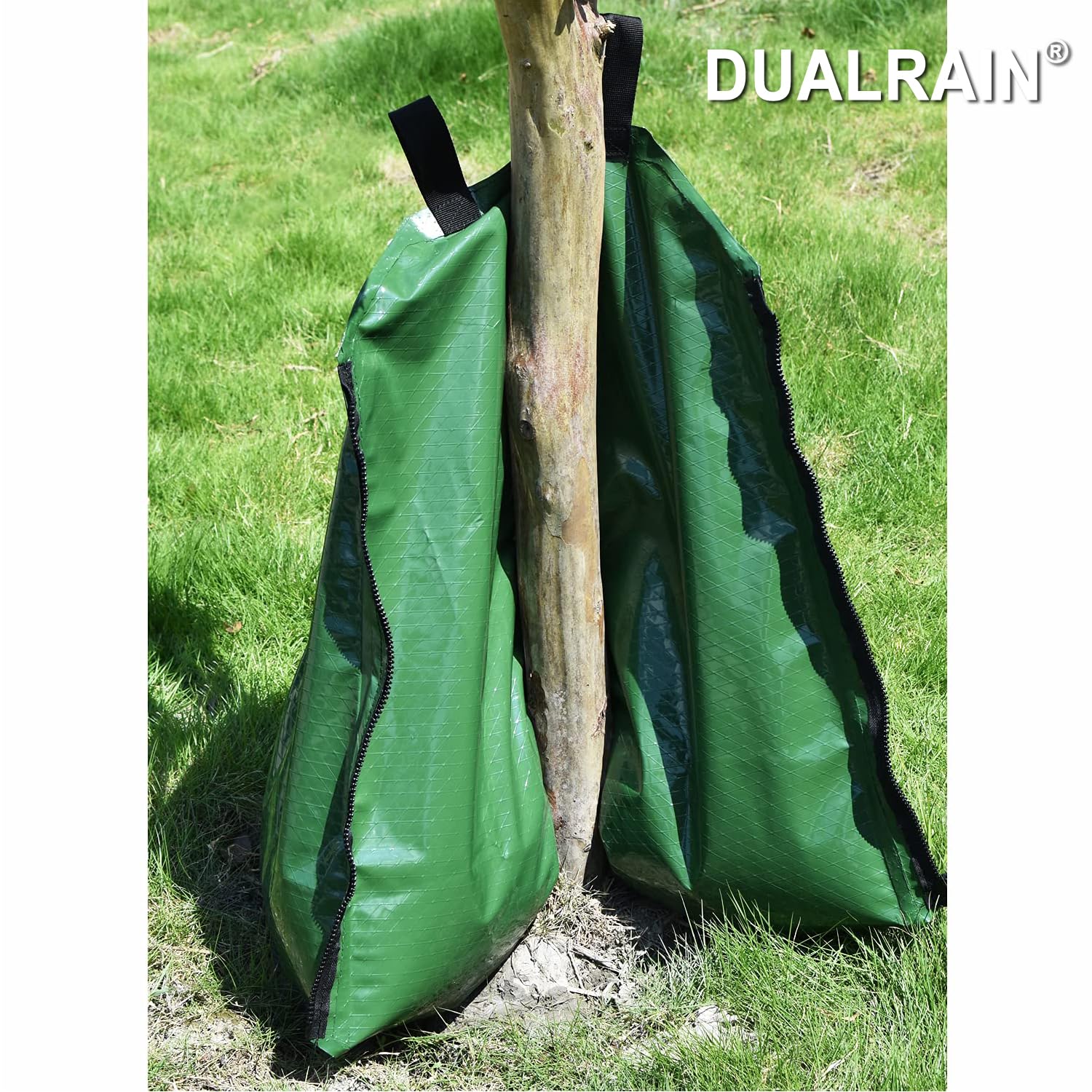 DUALRAIN Slow Release Tree Watering Bag PE Ring Bladders Water Deep Automatic Irrigation Drippers Root Waterer Globe Soaker for New Plant Trees Trunk 20 Gallon (2 Pack)