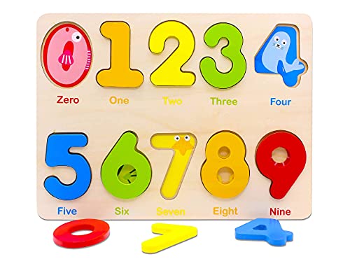 Aile Wooden Preschool Learning Number Puzzles Toys for Kids Age 2-4, Educational Toys