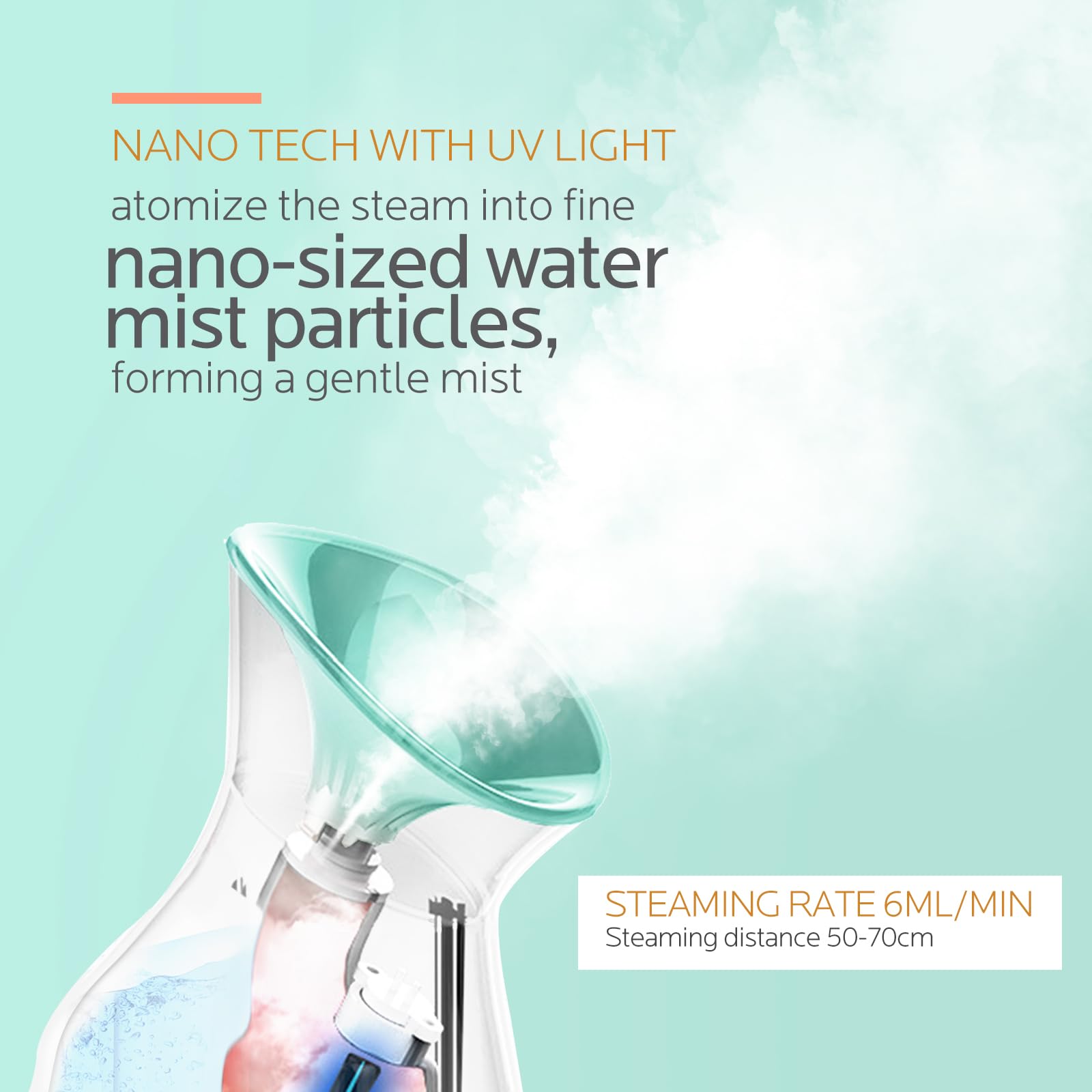 Colorfarm Facial Steamer Nano Ionic: Portable Face Steamer Deep Cleaning Unclogs Pores - Humidifier Hot Mist Steam Home Sauna Spa for Women Men Sinuses Moisturizing
