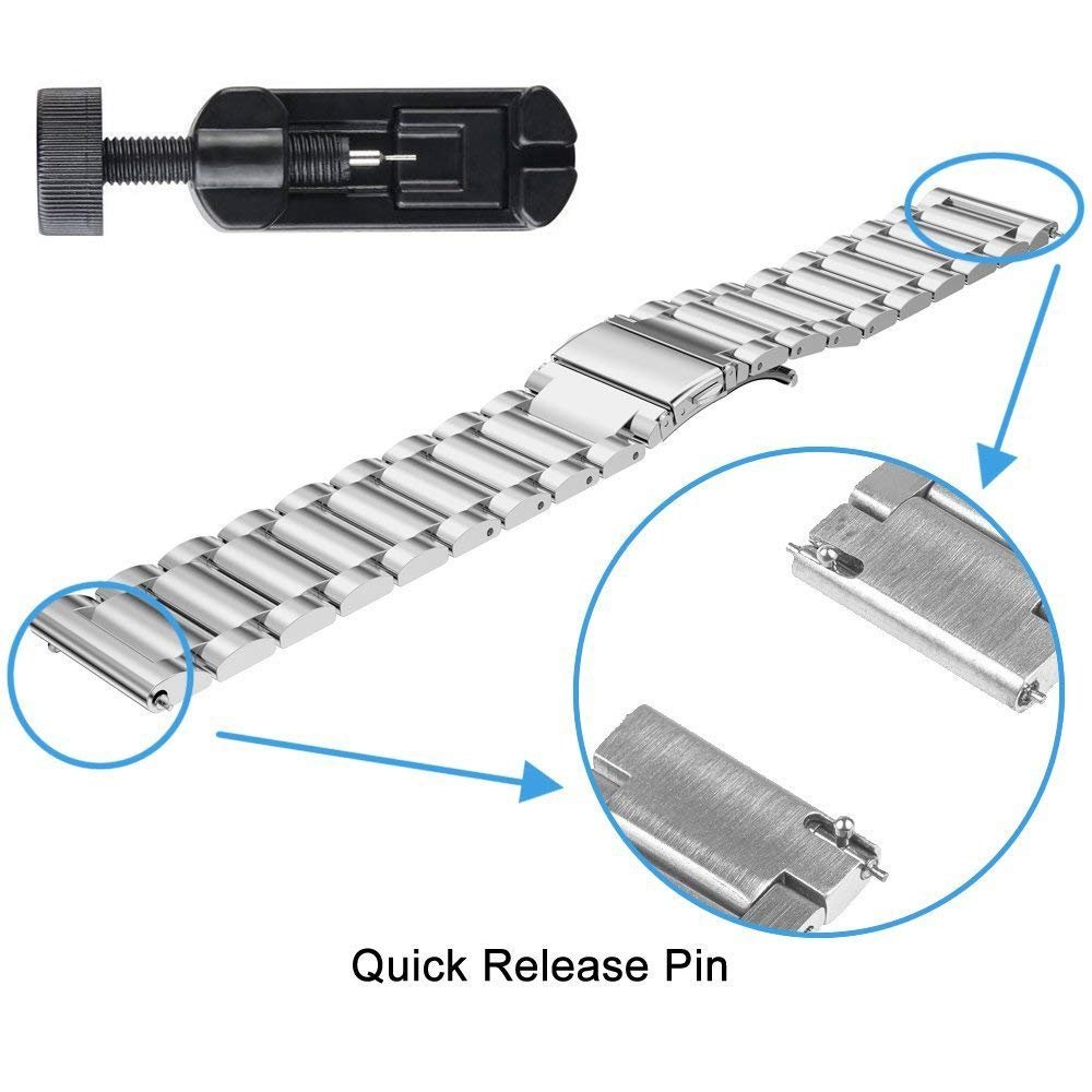 200Pcs Blueshaw Compatible for Movado 2.0 Smartwatch Band, Quick Release Stainless Steel Metal Replacement Straps for Movado Connect 2.0 Smartwatch 40mm (Silver)