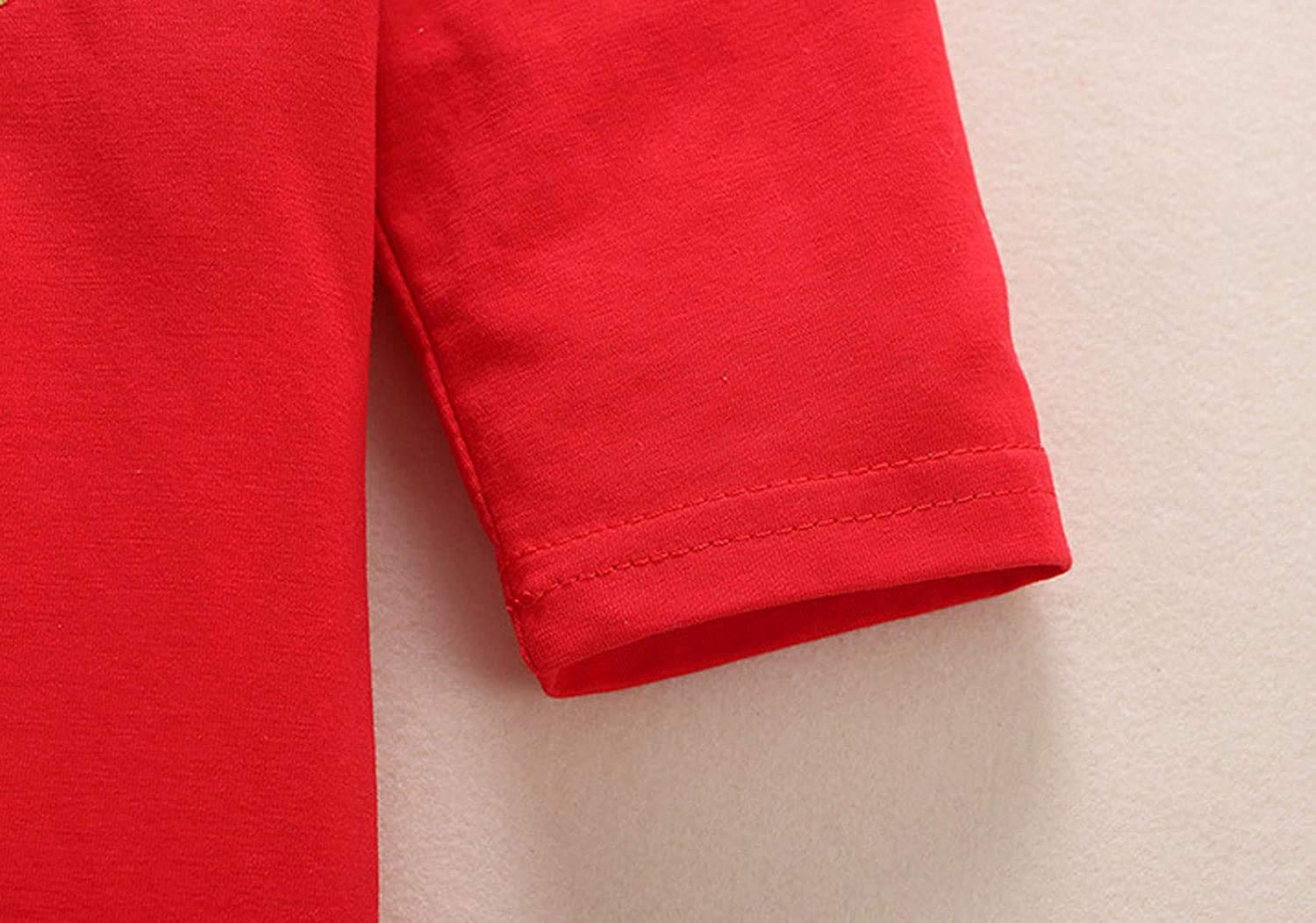 3PC Newborn Baby Girl Boy New Year Tang Suit Red Romper Bodysuit Hat Shoes Outfits (Red, 18-24 M)