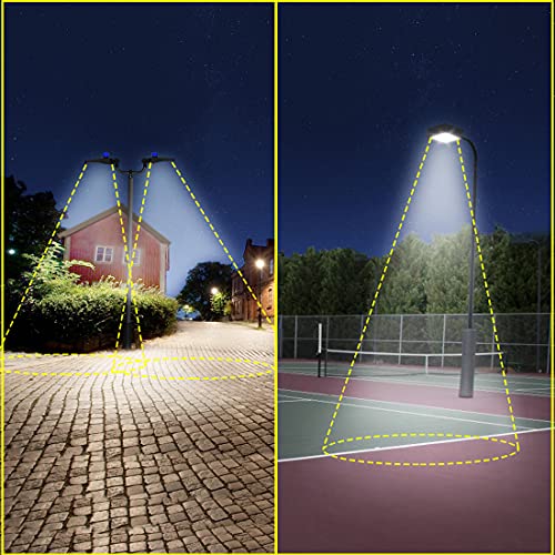 2 Pack Bundle 1 Pack LEDMO Double Bullhorn Bracket for LED Parking Lot Light 180 Degree Mounting Bracket Round Pole for Dusk to Dawn Outdoor LED Shoebox Area Light Street Light Stadium Light