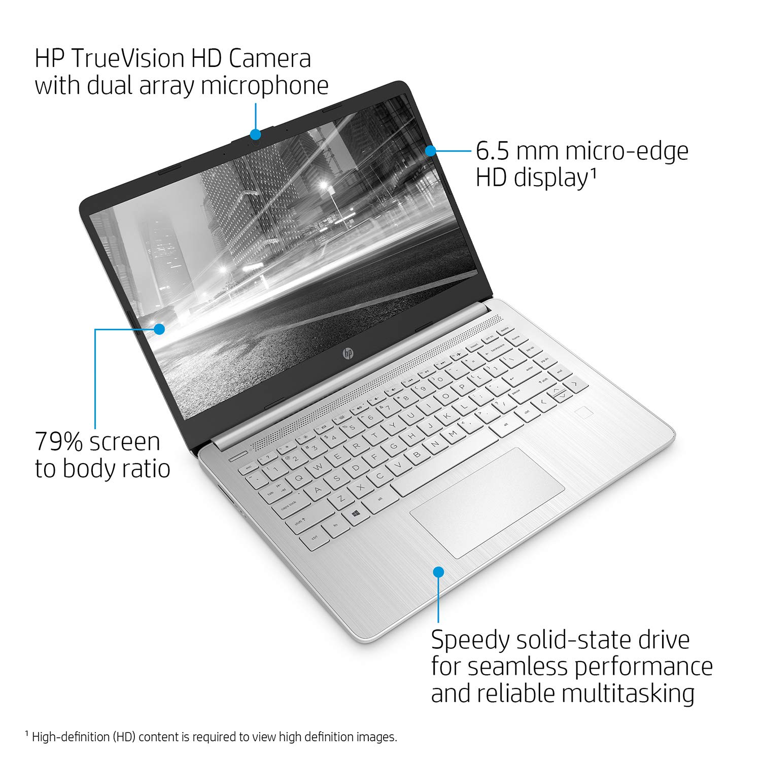 HP Premium Laptop (2021 Latest Model), 14" HD Touchscreen, AMD Athlon Processor, 8GB RAM, 128GB SSD, Webcam, HDMI, Bluetooth, Wi-fi, Long Battery Life, Online Conferencing, Natural Silver, Win 10