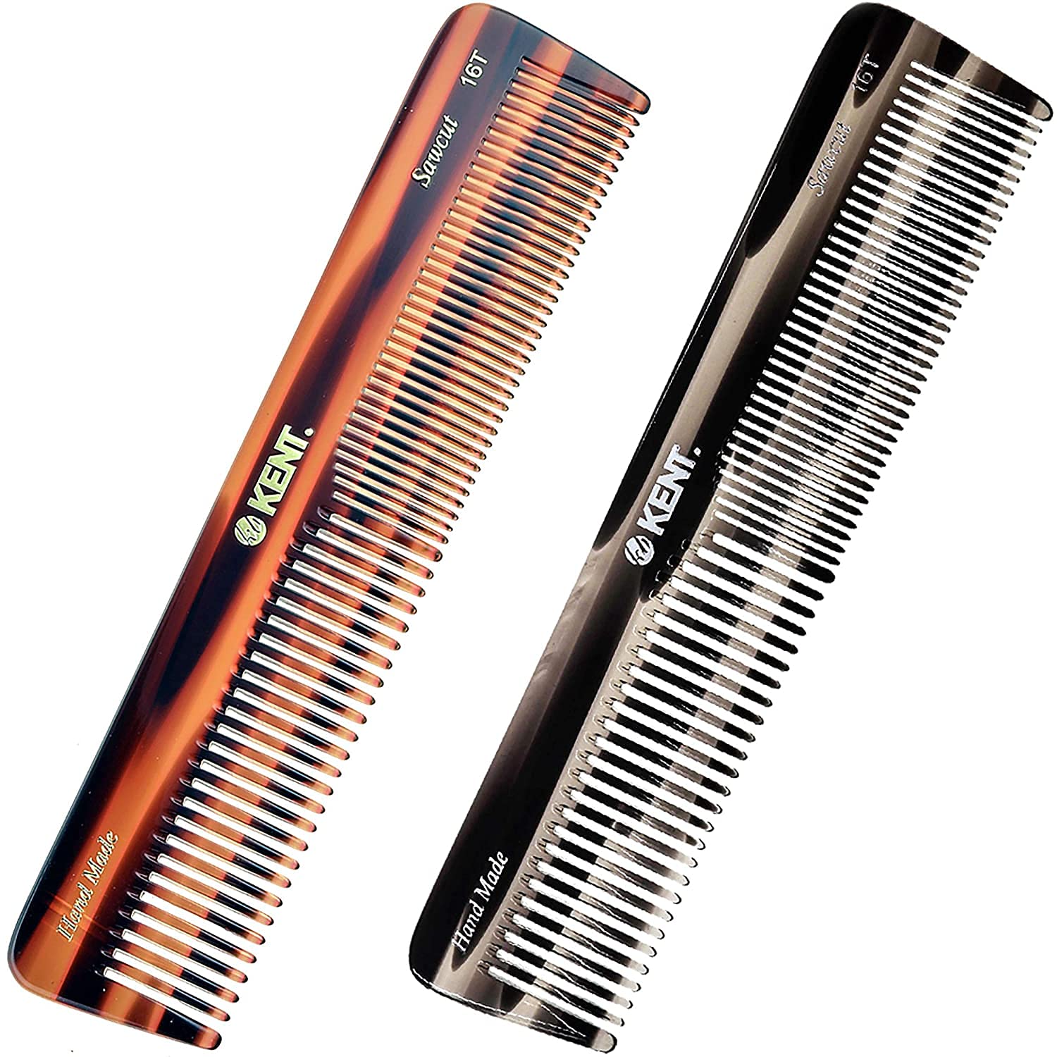 Kent 16T Fine Tooth Comb and Wide Tooth Comb for Hair, Kent Beard Comb and Mustache Comb for Hair Styling, Travel Comb Grooming for Men and Women