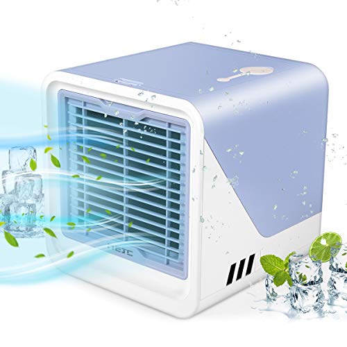 Air Cooler, Mini Portable Air Conditioner Fan Noiseless Evaporative Air Humidifier, Personal Space Air Conditioner, Mini Cooler,3 Gear Speed, LED Night, Office Cooler Humidifier & Purifier