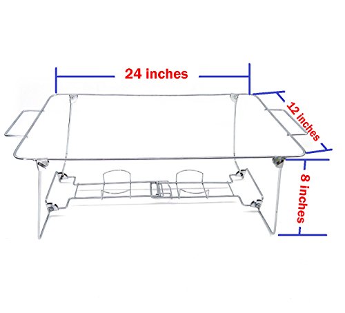 6 Pack Buffet Wire Rack Folding Chafing Stand Chrome Frame Serving Trays Food Warmer | Easy Foldable Collapsible for Storage & Reuse for Home Party, Wedding and Birthday Party Event Catering Supplies