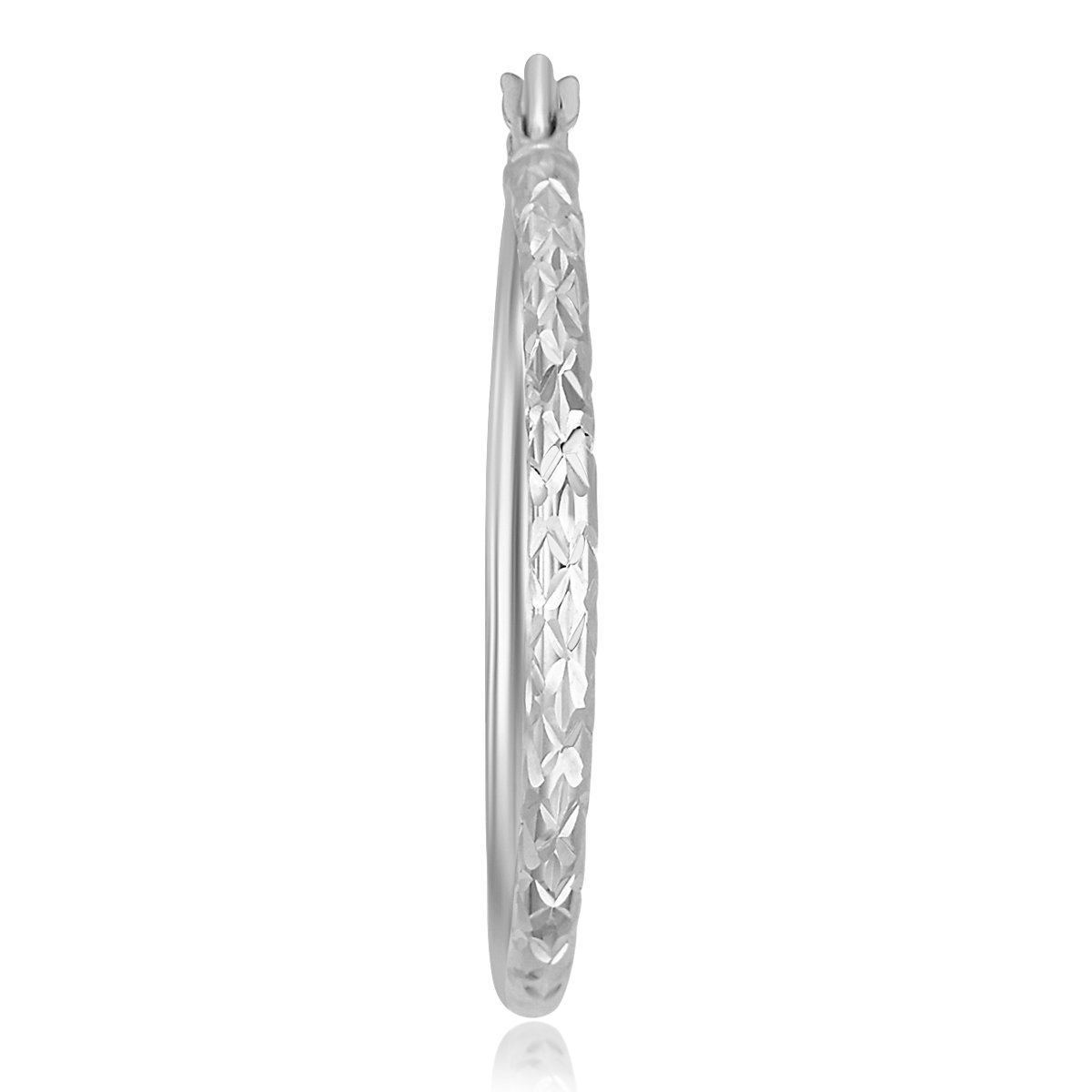 14k REAL White Gold 1.5mm Thickness Hinged Hoop Earrings (20 x 20 mm)