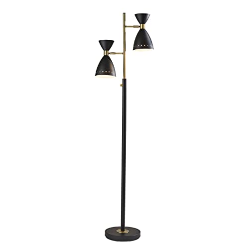 Adesso 4285-01 Oscar Tree Lamp, 68 in, 2 x 40W, Black w/Antique Brass, 1 Floor Lamps