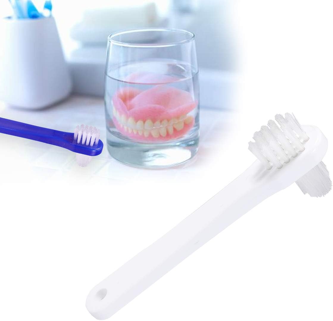 Brush False Cleaning Tool Double Sided Toothbrush Cleaning Brush 2pcs (White+Blue)
