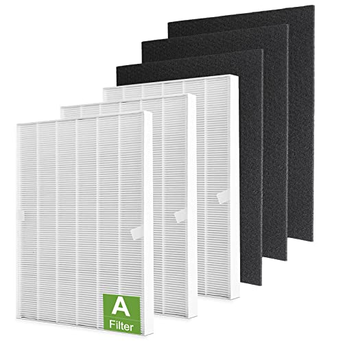 115115 HEPA Replacement Filters A for Winix PlasmaWave Air Purifier C535 5300 5300-2 6300 6300-2 P300 AM90 C909 9800, 3 True HEPA Size 21 Filter + 3 Activated Carbon Pre-Filters