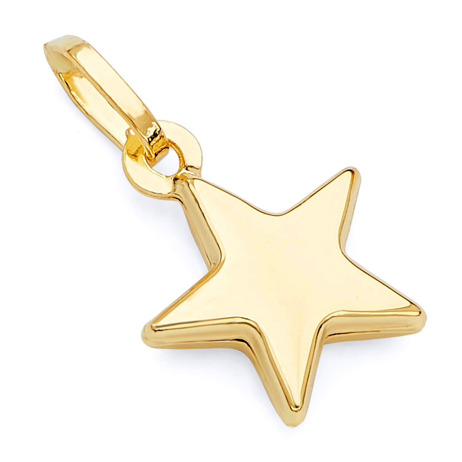 14k REAL Yellow Gold Star Charm Pendant