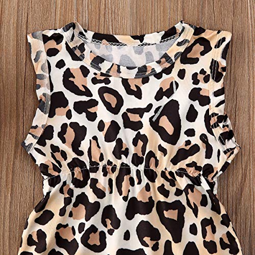 Newborn Kids Baby Girls Clothes Floral Jumpsuit Romper Playsuit Backless Ruffle Headband Sunsuit Outfits (Leopard, 6-12 Months)
