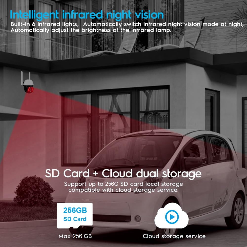 Funxwe WiFi 1080P HD Wireless PTZ Security IP Camera Two Way Audio Color Night Vision Spotlight AI Motion Detection Auto Tracking Surveillance for Baby Pet Dog Monitor