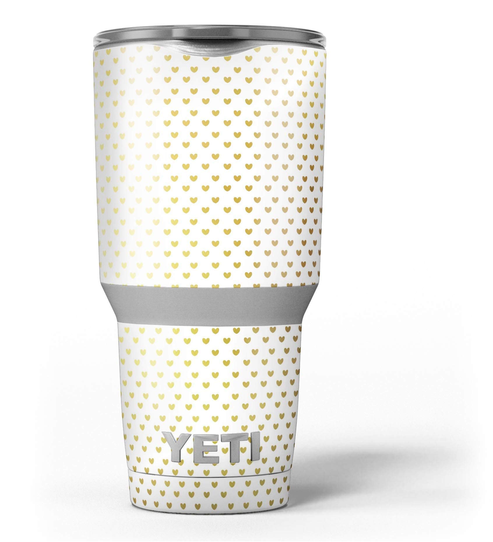 Design Skinz Tiny Golden Hearts Pattern - Skin Decal Vinyl Wrap Kit Compatible with The Yeti Rambler Cooler Tumbler Cups
