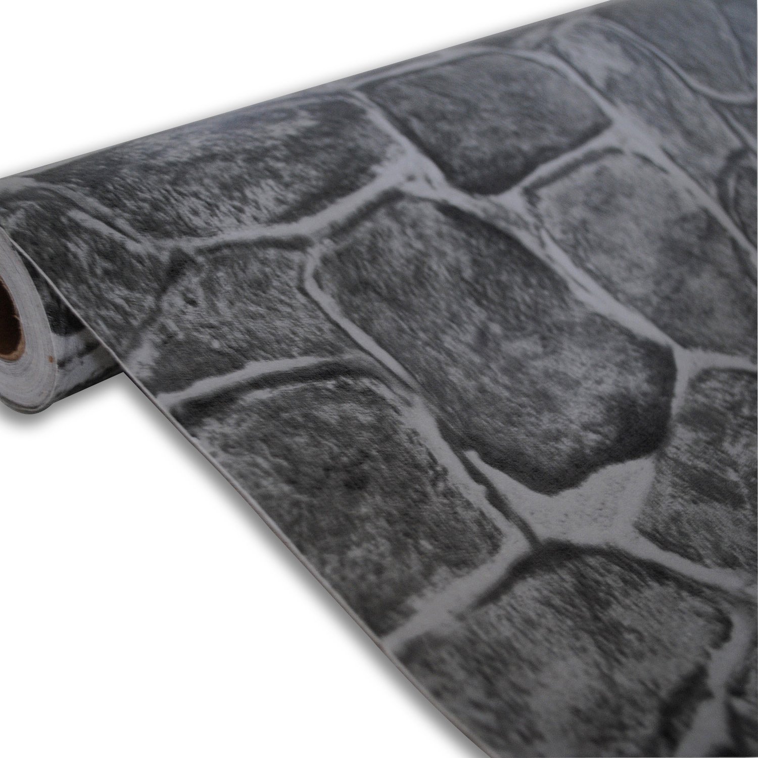 11 Yards Stone Wallpaper Peel and Stick Removable Castle Tower Rustic Contact Paper Self Adhesive Backsplash Wall Panels Decorative for Cabinets Kitchen Dark Grey Fortress