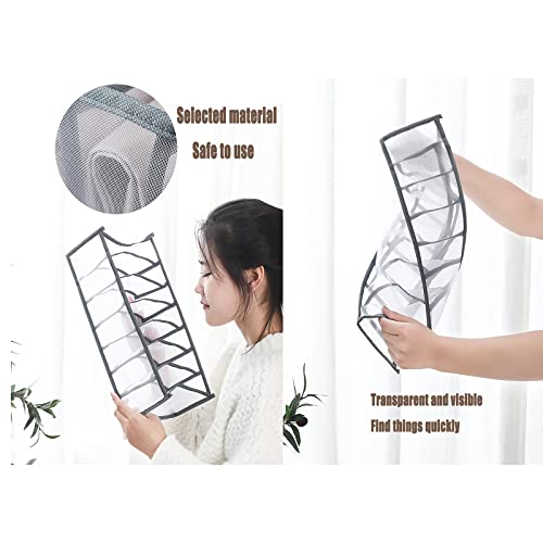 4Packs Wardrobe Clothes Organizer, Washable Drawer organizer Clothes, Folded Clothes Storage Organizer for Bedroom Dorm Room (4Packs:2Jeans+2Socks, Gray)