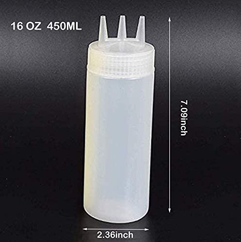 4PCS 16OZ/450ml 3-Hole Plastic Squeeze Condiment Bottles for Sauce Oil Vinegar Ketchup Mustard Salad Dressing Kitchen Accessories Kangkang