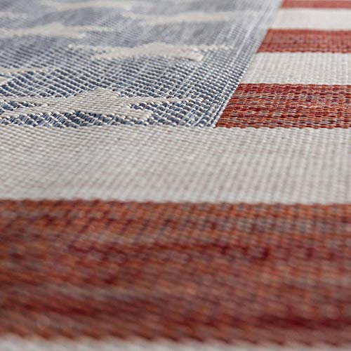 Jill Zarin Jill Zarin Outdoor Collection Area Rug (4' 1" Round, Red/ Blue)