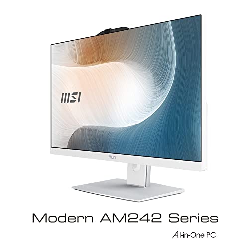 MSI Modern AM242TP AIO Desktop, 23.8" FHD Touchscreen, Intel Core i7-1165G7, 16GB Memory, 512GB SSD, WiFi 6, BT 5.1, FHD Webcam, White, Windows 10 Home (11M-487US)