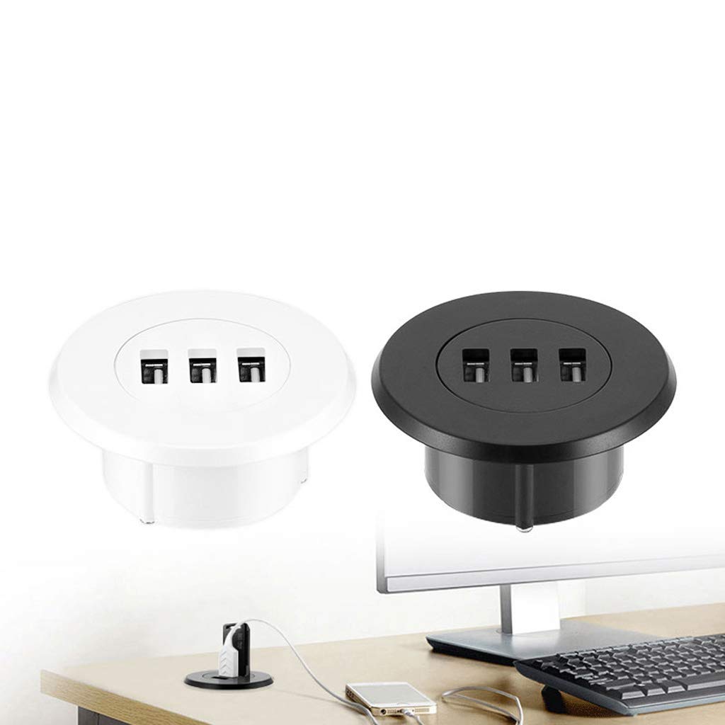 ForHe 5cm Grommet Hole in-Desk Mounting 3 Ports USB 2.0 Hub Adapter for Laptop PC Computer (160cm Cable)