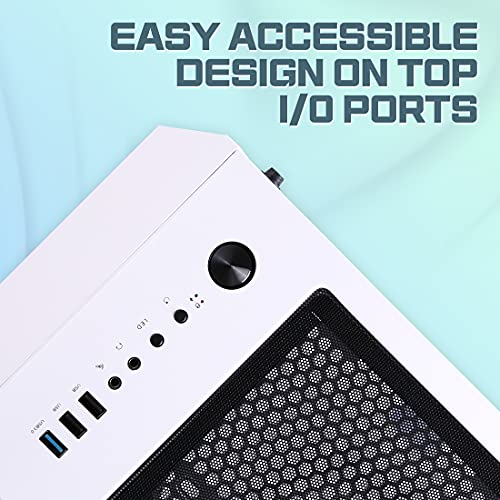 Zalman R2 White ATX Mid Tower Gaming PC Case, Mesh Front Panel, Tempered Glass, Top I/O Ports, 120mm Spectrum RGB LED Fan, Cooling System - White