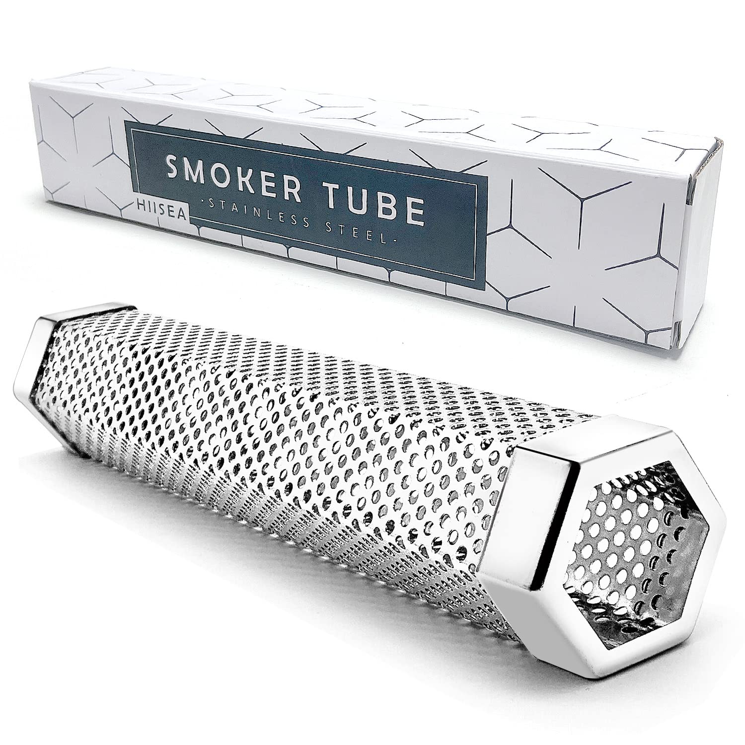 12'' Smoke Tube for Pellet Smoker, Premium Stainless Steel Pellet Smoker Tube Grill Accessories for All Grill or Smoker, Hot or Cold Smoking Generator for Electric Gas Charcoal Grilling
