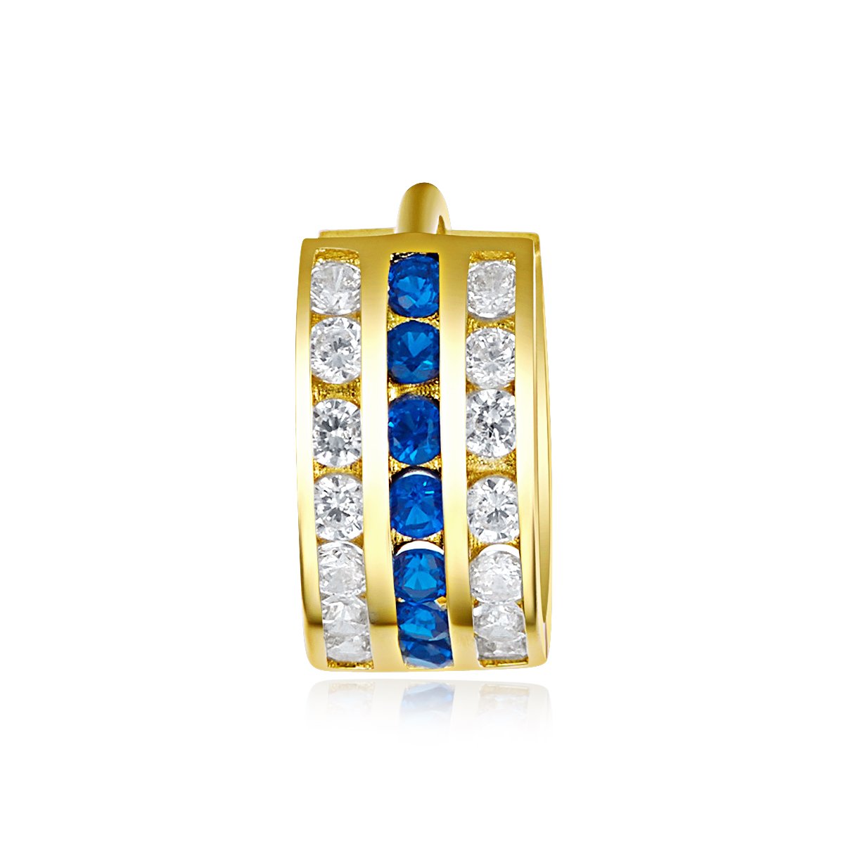 14k REAL Yellow Gold 5mm Thickness Huggie Hoop Earrings - Blue (10 x 10 mm)
