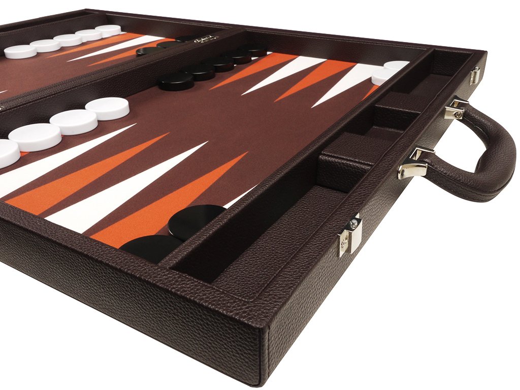 19-inch Premium Backgammon Set - Dark Brown Board
