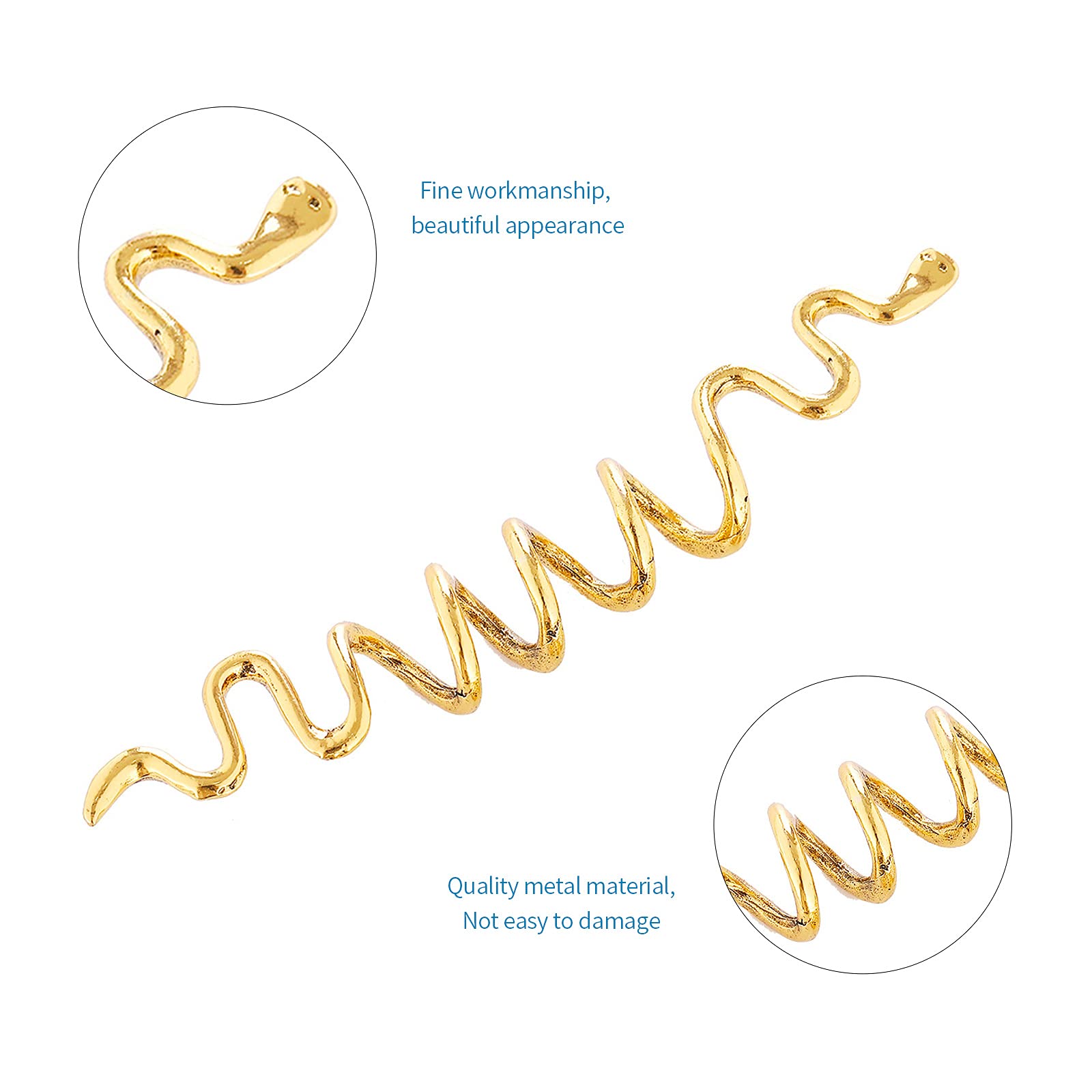 FRDTLUTHW Gold Snake Hair Jewelry for Braids, Halloween Hair Decoration, Dreadlock Accessories for Women(pack of 6)