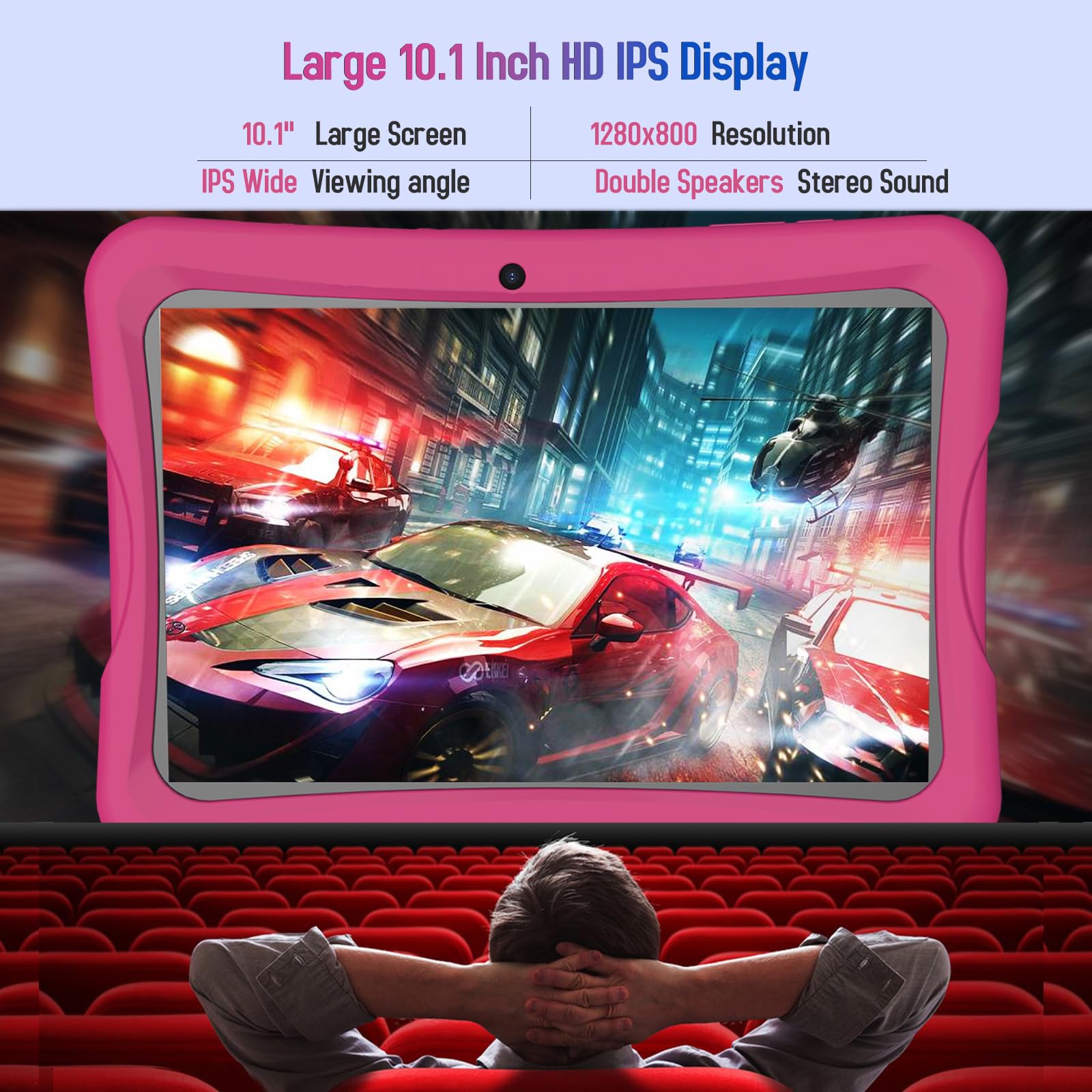 10" Kids Tablet Android 13.0, 4GB RAM+64GB ROM, Learning Tablets for Toddler Children Teen, WiFi-6, 2Ghz CPU, 2.4G/5G, Dual Camera, 10.1'' IPS HD Screen, Family Link, 8000mAh Battery, 2-Year Warranty