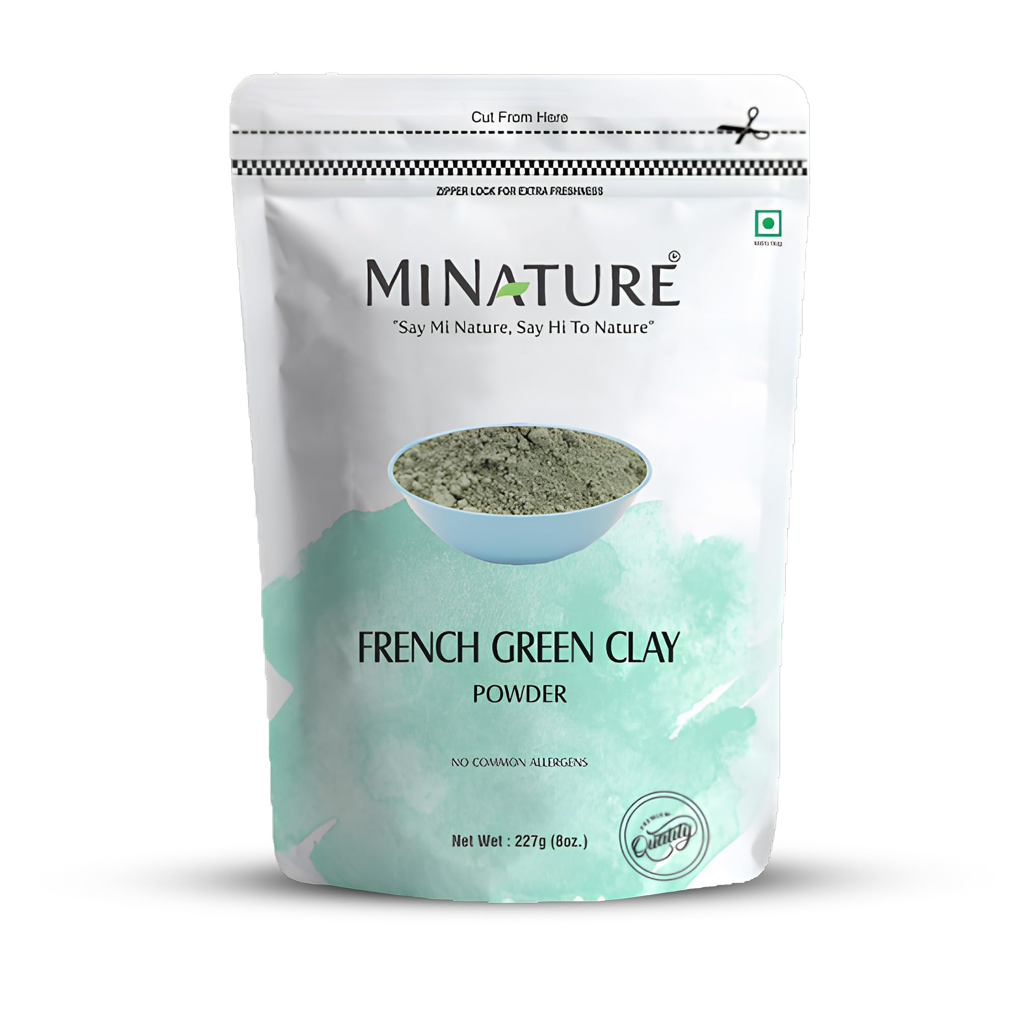 French Green Clay powder by mi nature | 227g(8 oz) (0.5 lb) | Montmorillonite Clay | Facial Care | Skin care