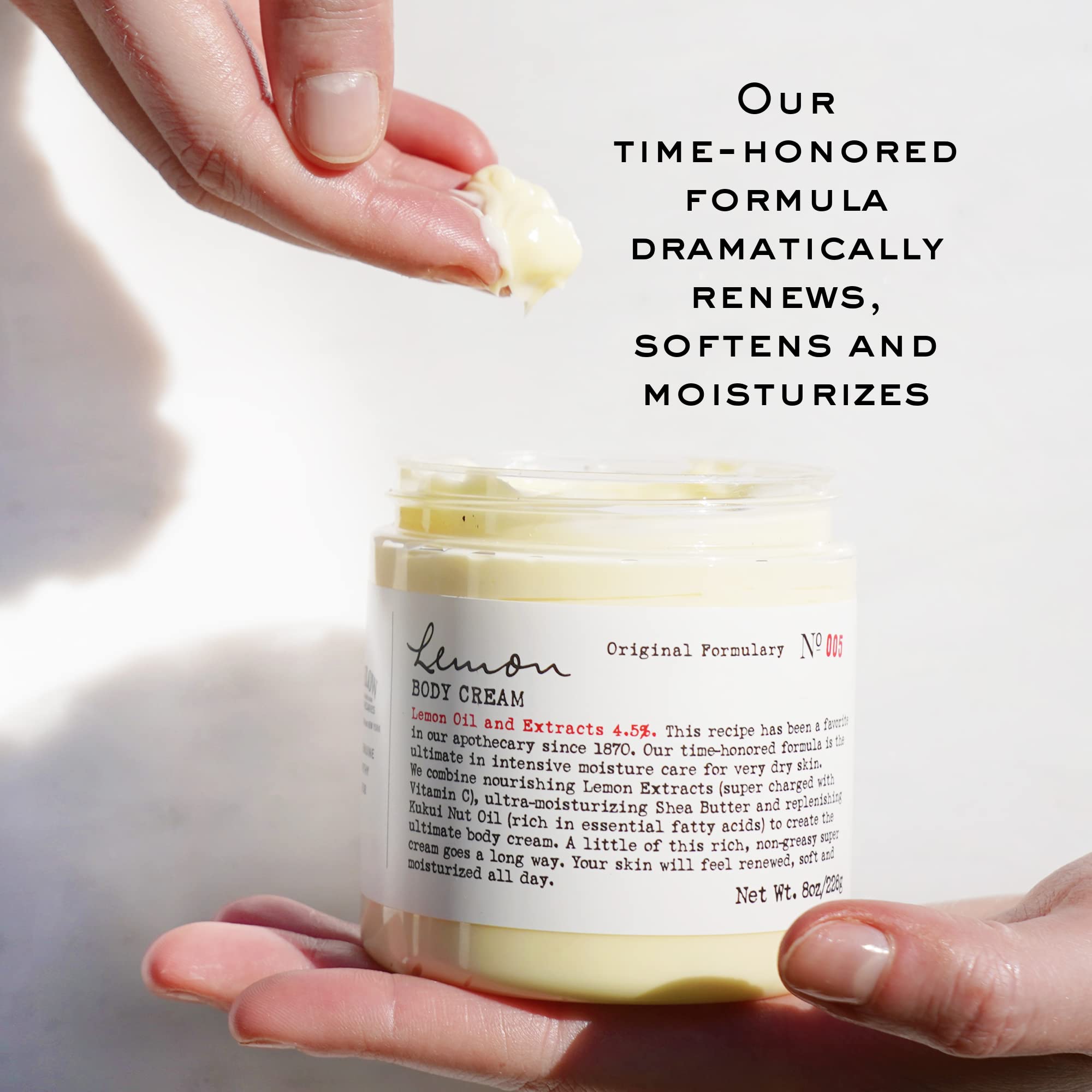C.O. Bigelow Lemon Body Cream, Moisturizing Body Cream with Shea Butter, Kukui Nut Oil, Lemon Oil and Extracts for Dry Skin, 8 oz.