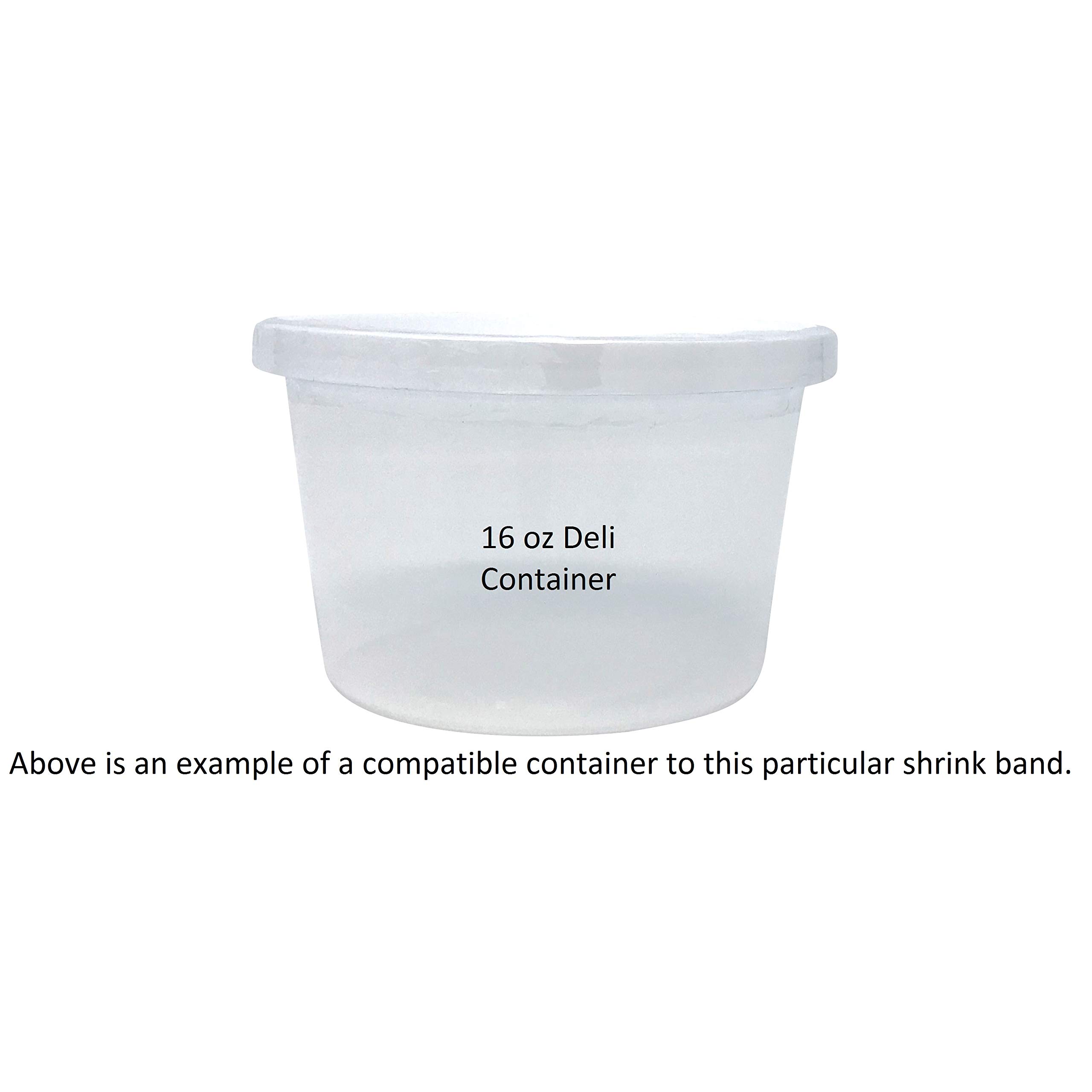 190 x 28 mm Clear Perforated Shrink Band for Tubs, Deli Containers, Large Canisters and More. [Compatible Diameter Range: 4 1/4” – 4 11/16"] - Bundle of 100