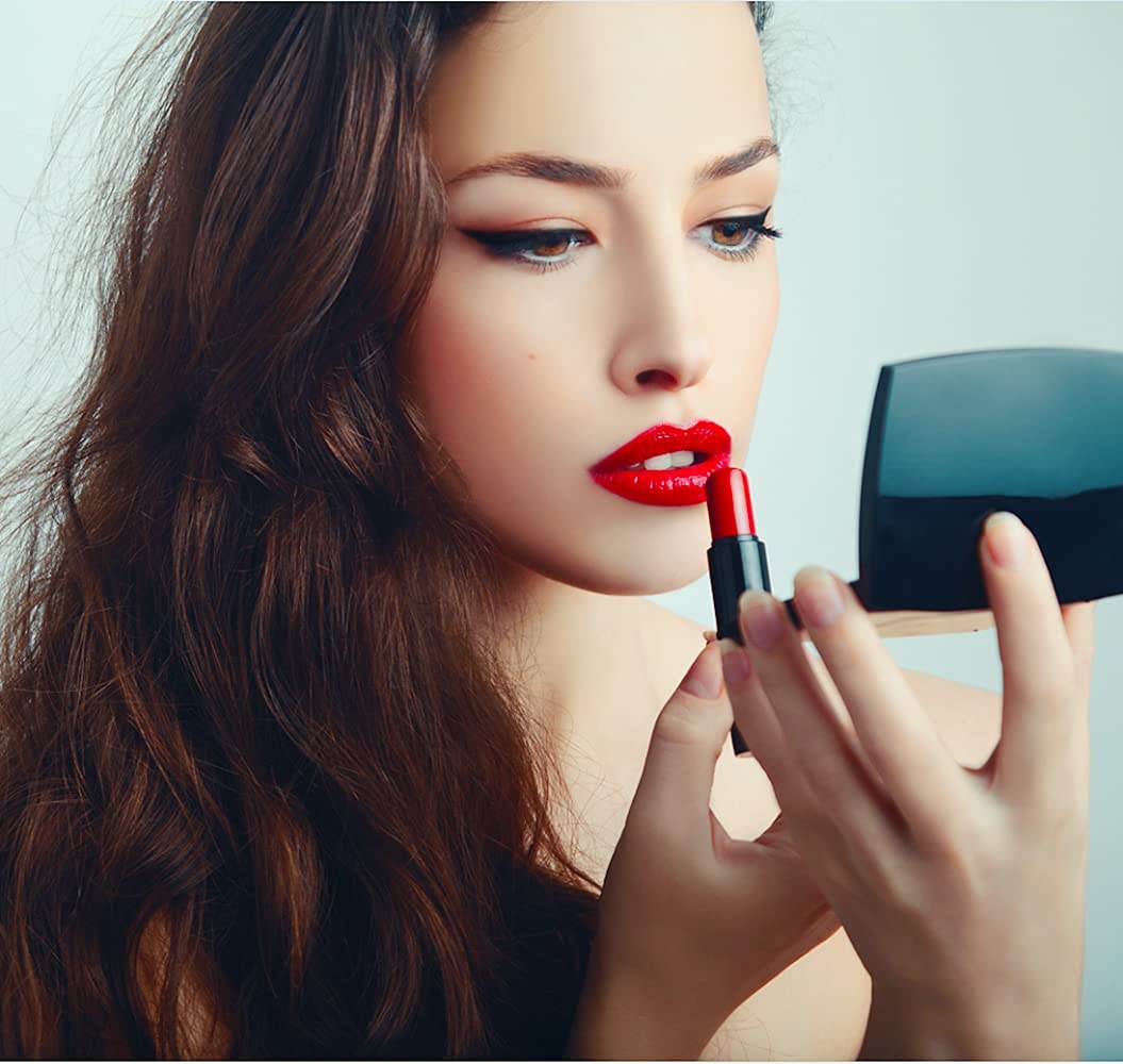 EUTECH Fashion Compact Cosmetic Mirror, Elegant Compact Purses Makeup Mirror, Small Compact Mirror 2 x 1 Magnification, Square, Perfect for Purses - Travel, Black