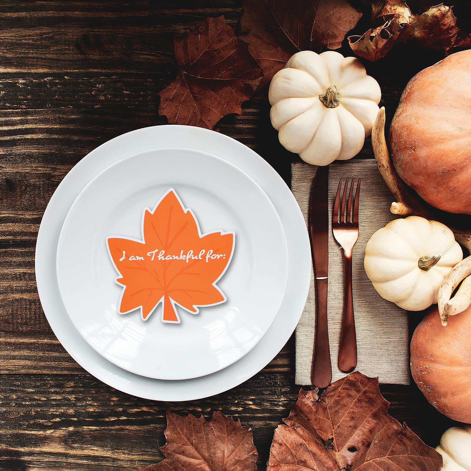 100PCS Thanksgiving Table Place Cards I am Thankful for Cards Maple Leaf Cutouts for Making Thanks Projects and Fall Thanksgiving Party Favors