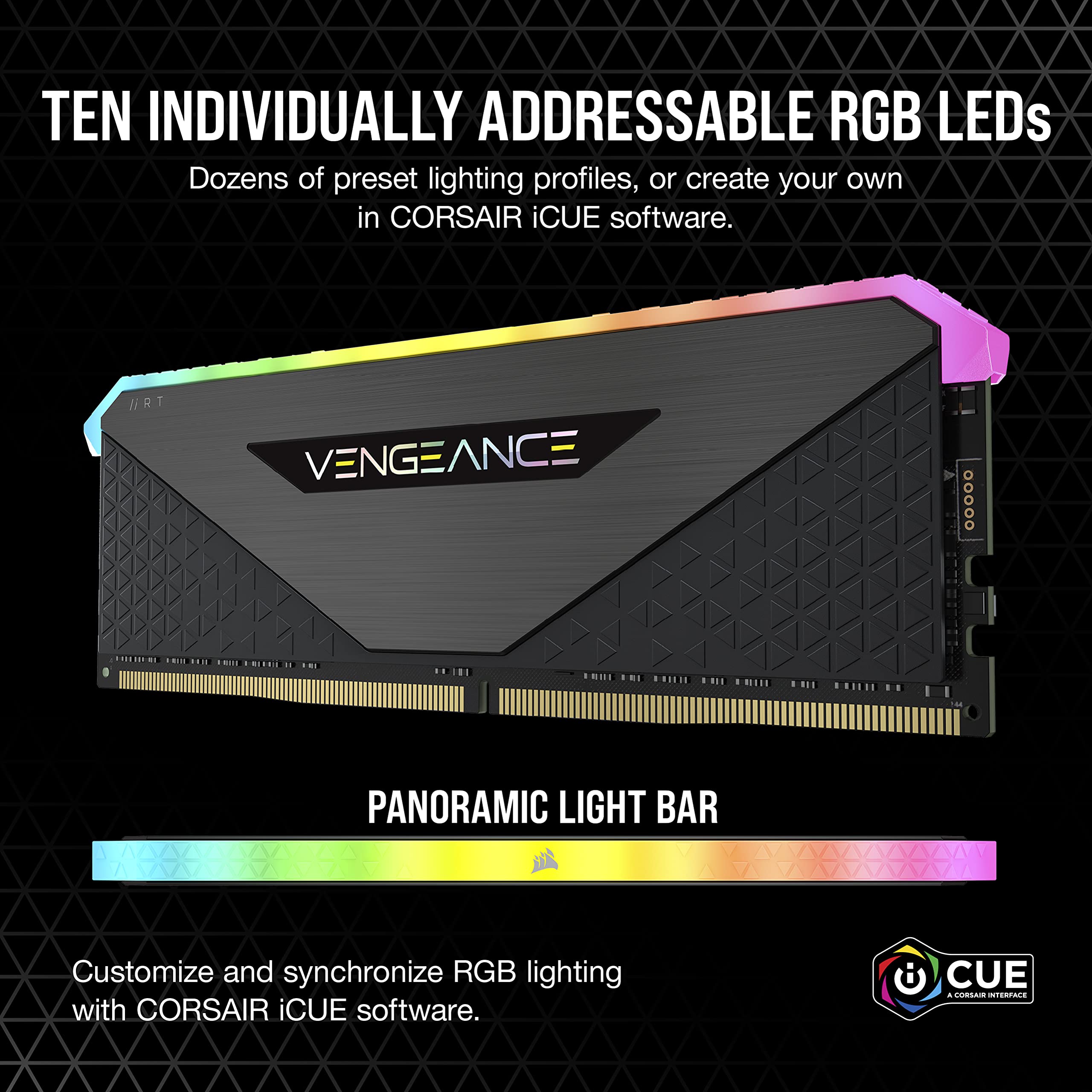 CORSAIR VENGEANCE RGB RT 32GB (2x16GB) DDR4 3200 (PC4-25600) C16 1.35V Desktop Memory