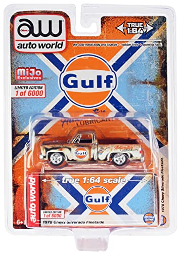 1978 Chevy Silverado Pickup Truck White (Rusted) Gulf Oil Automotive Lubricants LTD ED to 6000 pcs 1/64 Diecast Model Car by Auto World CP7936