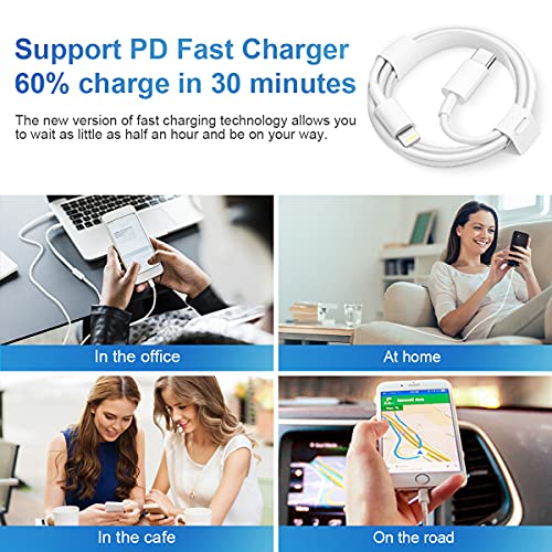 iPhone 14 13 12 Fast Charger [Apple MFi Certified] 20W PD USB C Wall Charger with 6FT Lightning Cable Compatible iPhone 14/14 Pro/14 Pro Max/14 Plus/13/12/11/Pro/Pro Max/Mini/Xs Max/XR/X, iPad