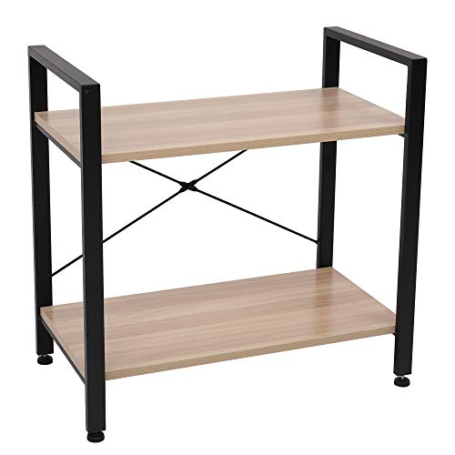 2-Tier Gray Bookshelf, Bookcase, Industrial Wood Storage Rack Open Shelves, Modern Standing Bookshelves Display Rack for Bedroom Living Room, Bookcase Shelf Storage Organizer 60 x 33 x 58.5cm