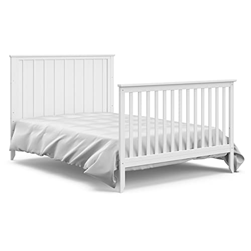 STORKCRAFT Forrest 5-in-1 Convertible Crib with Drawer (White) β GREENGUARD Gold Certified, Crib with Drawer Combo, Full-Size Nursery Storage Drawer, Converts to Toddler Bed, Daybed and Full-Size Bed