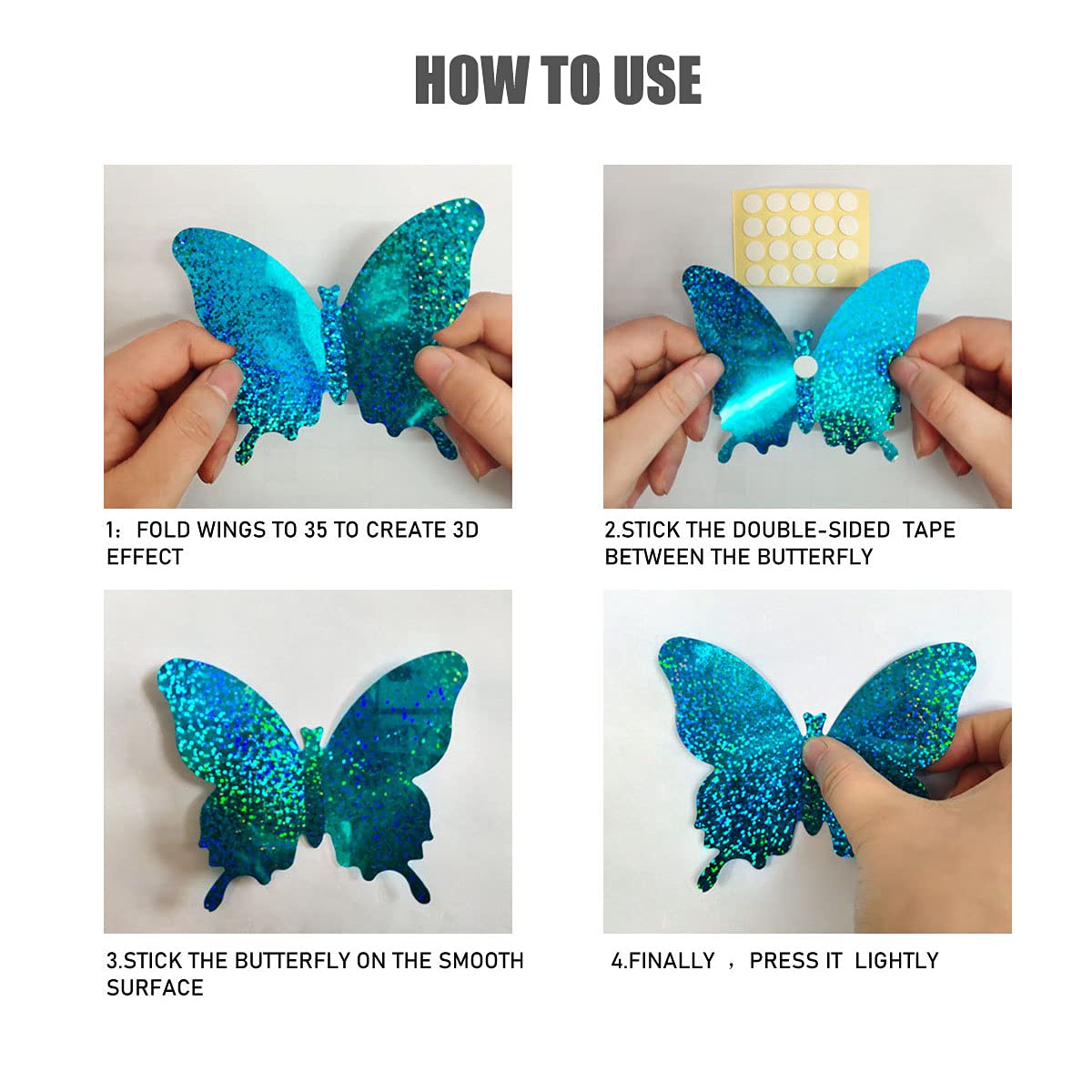 24pcs 3D Butterfly Removable Mural Stickers Wall Stickers Decal for Home and Room Decoration (Indigo)