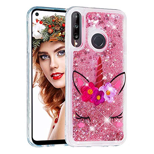 ISADENSER Huawei P40 Lite e Case Huawei Y7P 2020 Case Clear TPU Glitter Stylish With 3D Love Quicksand Shiny Flowing Liquid Litetective Cover Compatible with Huawei P40 Lite e / 7P Sleeping Unicorn XY