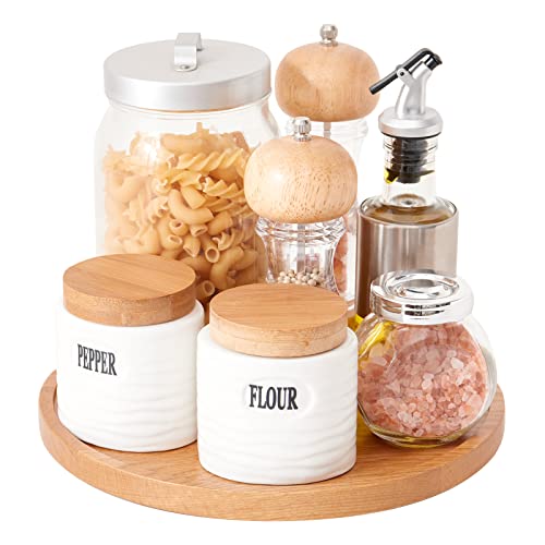 10” Lazy Susan Organizer for Kitchen, Oak Wood Lazy Susan Turntable for Cabinet Pantry Table Organization