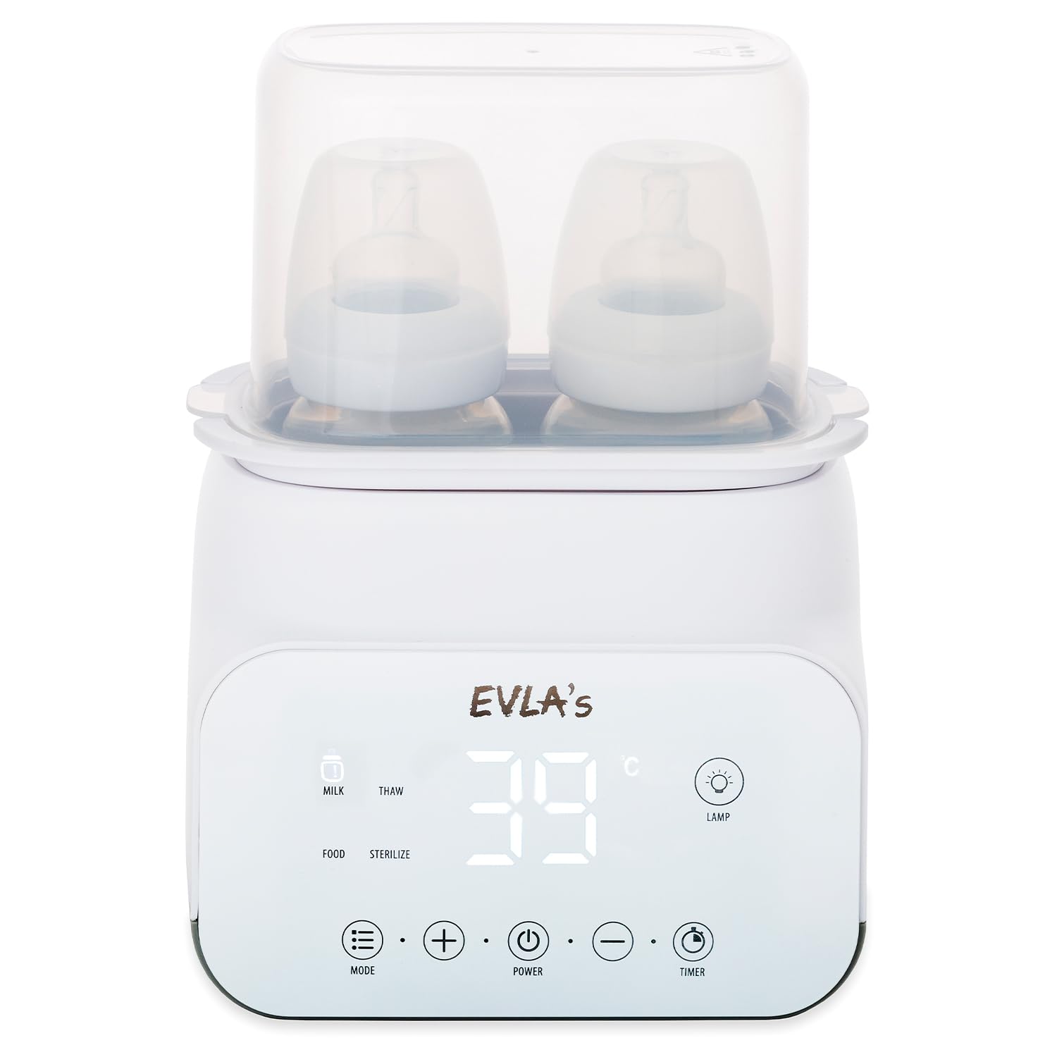EVLAâS Baby Bottle Warmer, Multi-Function Feeding Bottle Warmer, Fast and Accurate Breastmilk and Formula Milk Warmer with Timer, Defrost, Keep Warm, Baby Food Jar Heating Functions, White