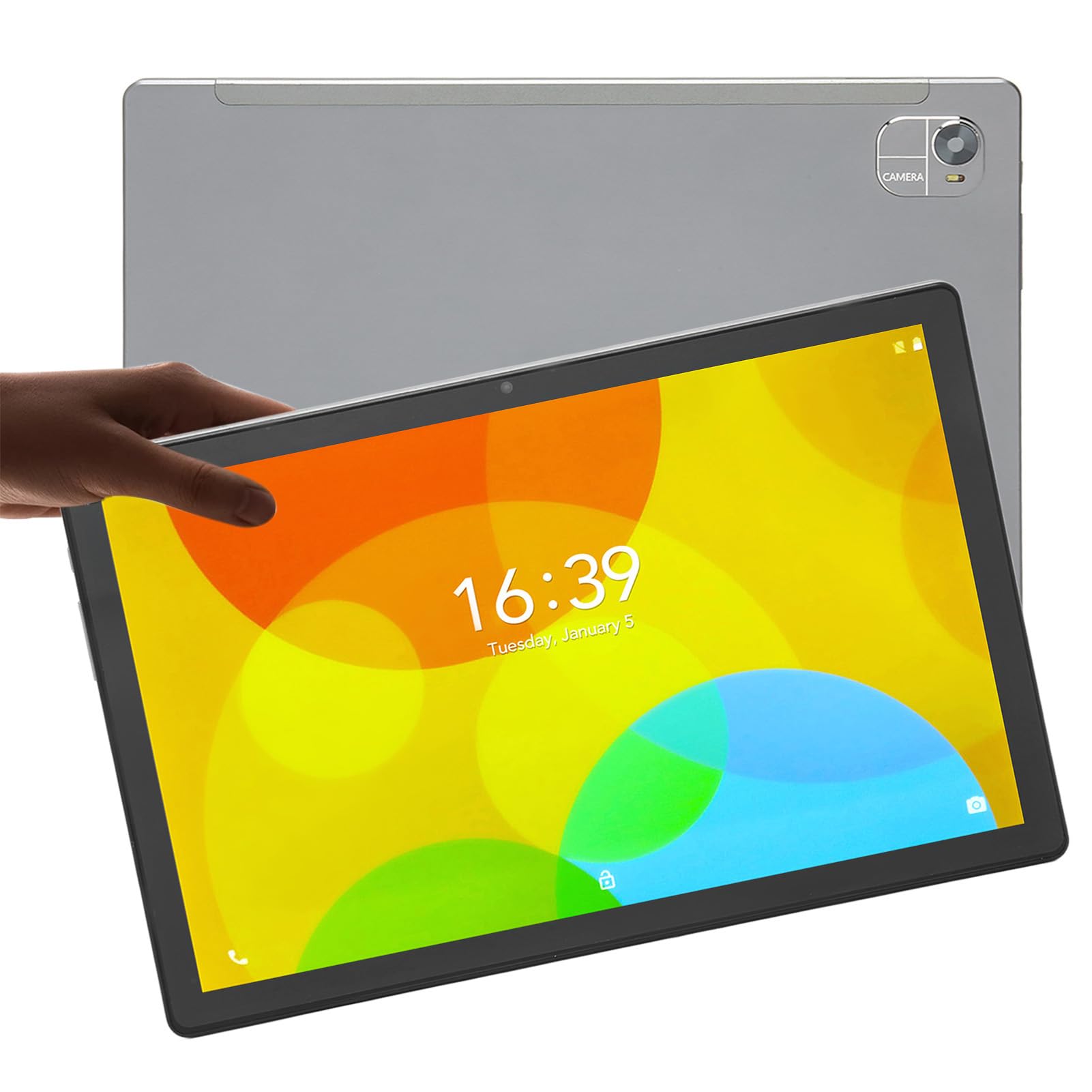 10.1 Inch Android 11 Tablet, 2 in 1 4GLTE Tablet with Bluetooth Keyboard, Leather Case, Mouse, 12GB RAM, 256GB ROM, Front 12MP & Rear 24MP Camera (US Plug)