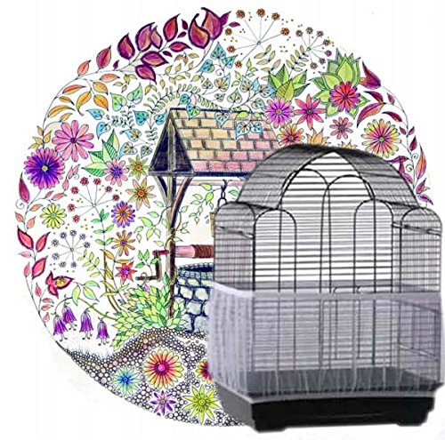 TOPINCN Bird Cage Cover, Ventilated Nylon Bird Cage Cover Shell Skirt Seed Feather Catcher Soft Skirt Guard Birdcage Nylon Mesh Netting Pet Products (Blue)