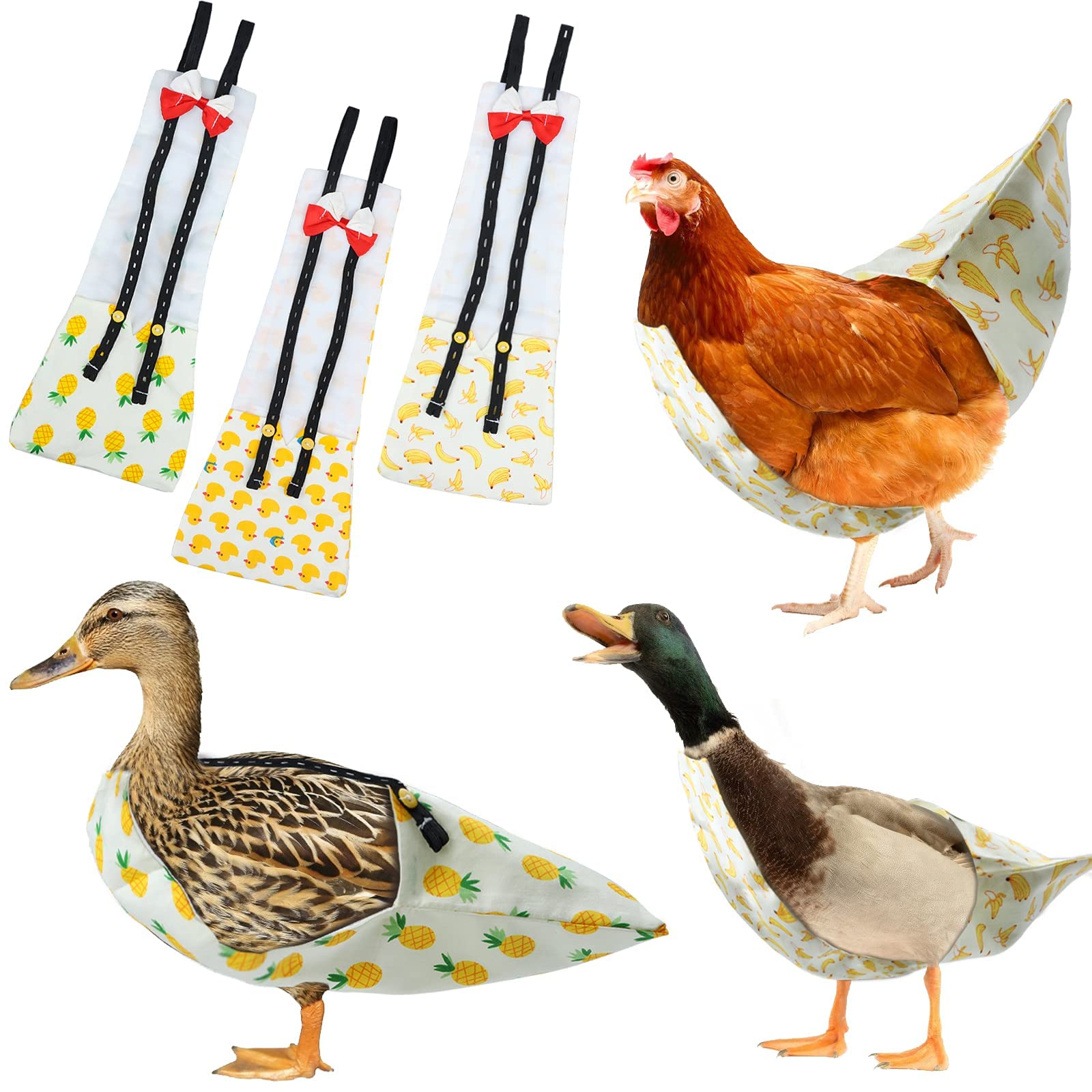 craftshou 3 Pcs Duckling Chicken Diaper Washable Reusable Goose Clothes Farm Pet Diapers Bow Tie Ducky Diapers Supplies for Poultry