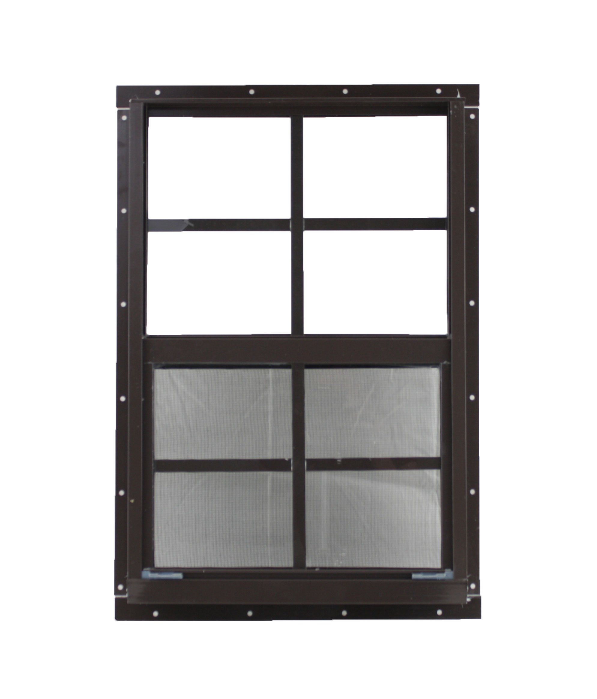12" w x 18" t Brown Flush Aluminum shed Windows Tempered Glass Vertical Slider with Screen