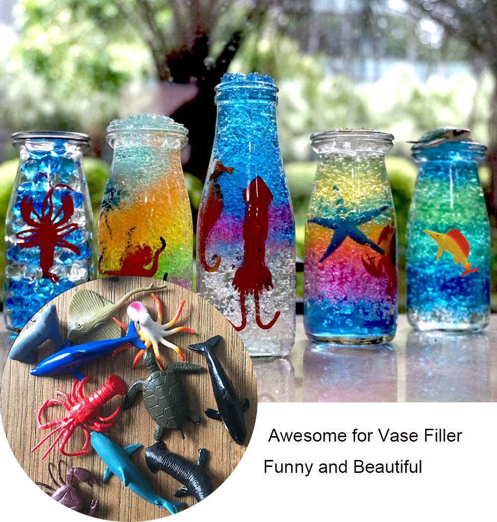12 pcs Ocean Sea Animal Figures with 12pcs Matching Cards - OOTSR Ocean Creatures with Flash Cards for Education, Insect Themed Party, Playtime and Treasure Hunt