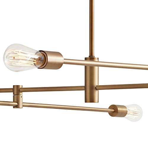 Amazon Brand β Rivet Mid-Century Modern Metal Rod Ceiling Pendant Light Chandelier - 48.9" x 42.6" x 43. 1", Brass